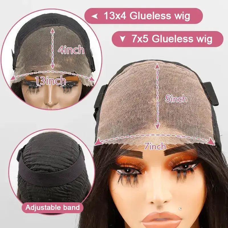 7X5 Glueless Minimalist Design Wig Micro Knots Wear Go Body Wave Hair ...